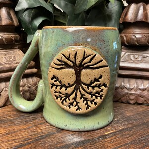 Holds 14 Oz. Handmade Rustic Tree of Life Pottery Coffee Mug, Cup, Tea ...