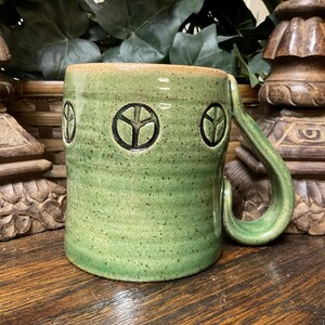 Holds 14 Oz. Handmade Pottery Rustic Peace Sign Coffee Mug, Coffee Cup ...