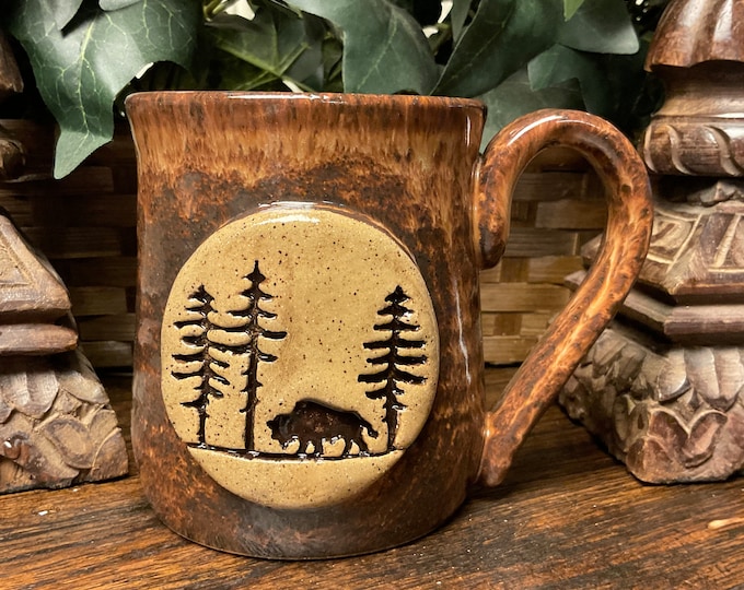 Holds 14 Oz. Handmade Rustic, Buffalo Stoneware Pottery Coffee Mug, Cup ...