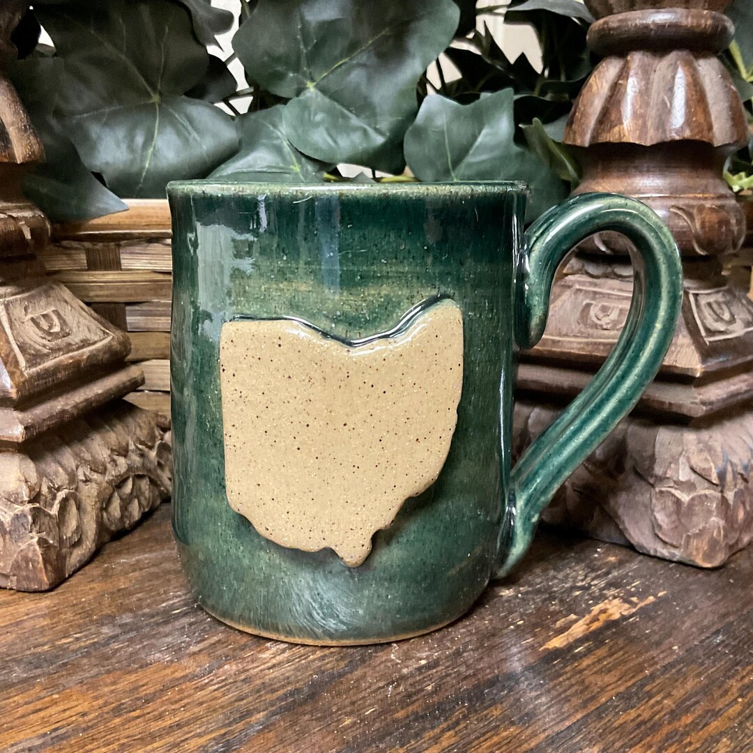 Holds 12 Oz. Handmade Rustic State Ohio Home Pottery Coffee Art Mug ...