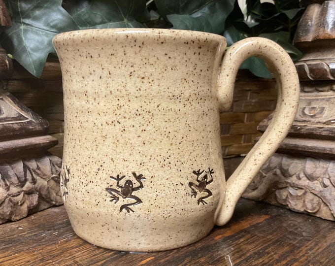 Holds 14 Oz. Handmade Rustic Frog Stoneware Pottery Coffee Mug, Cup ...