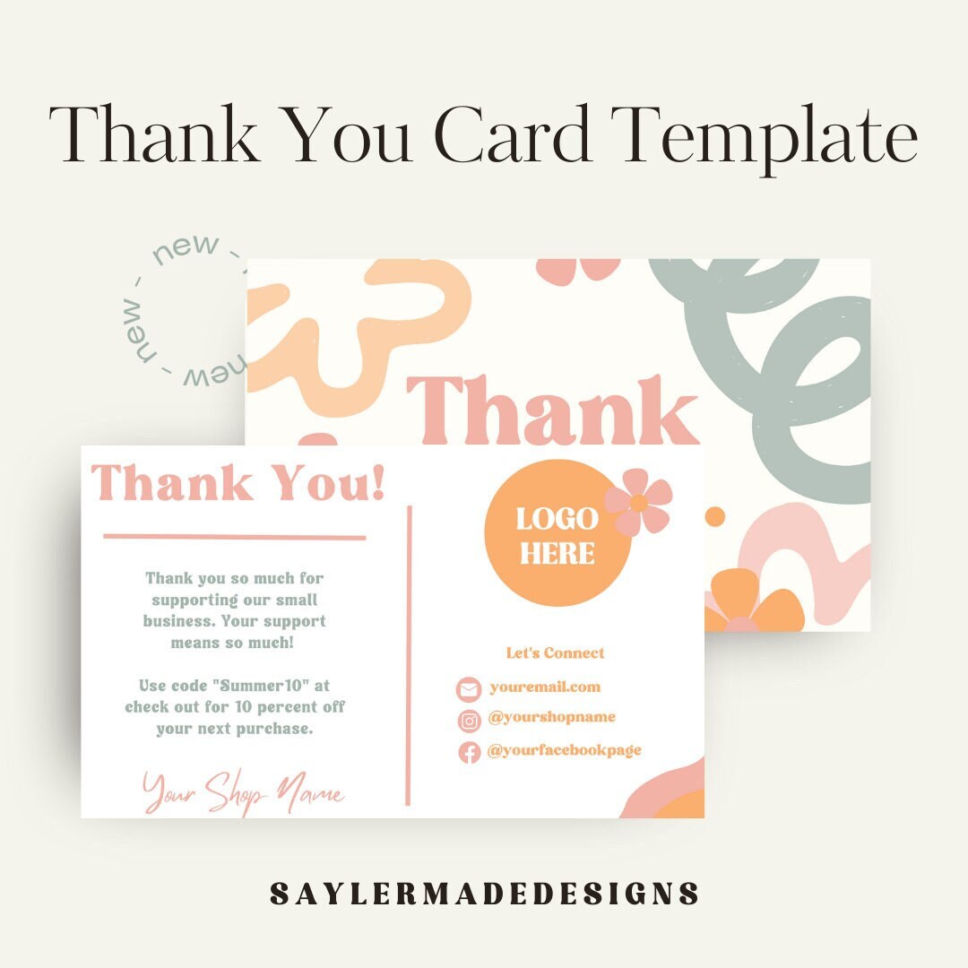 Poshmark Thank You Cards, Poshmark Thank You Note Template, Etsy Thank ...