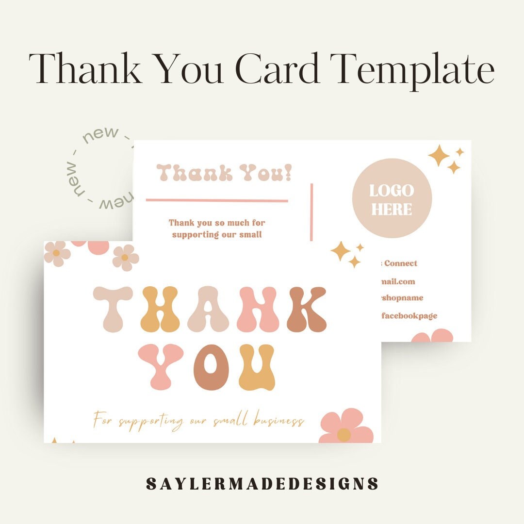 Neutral Thank You Card, Digital Thank You Card, Small Business Card ...