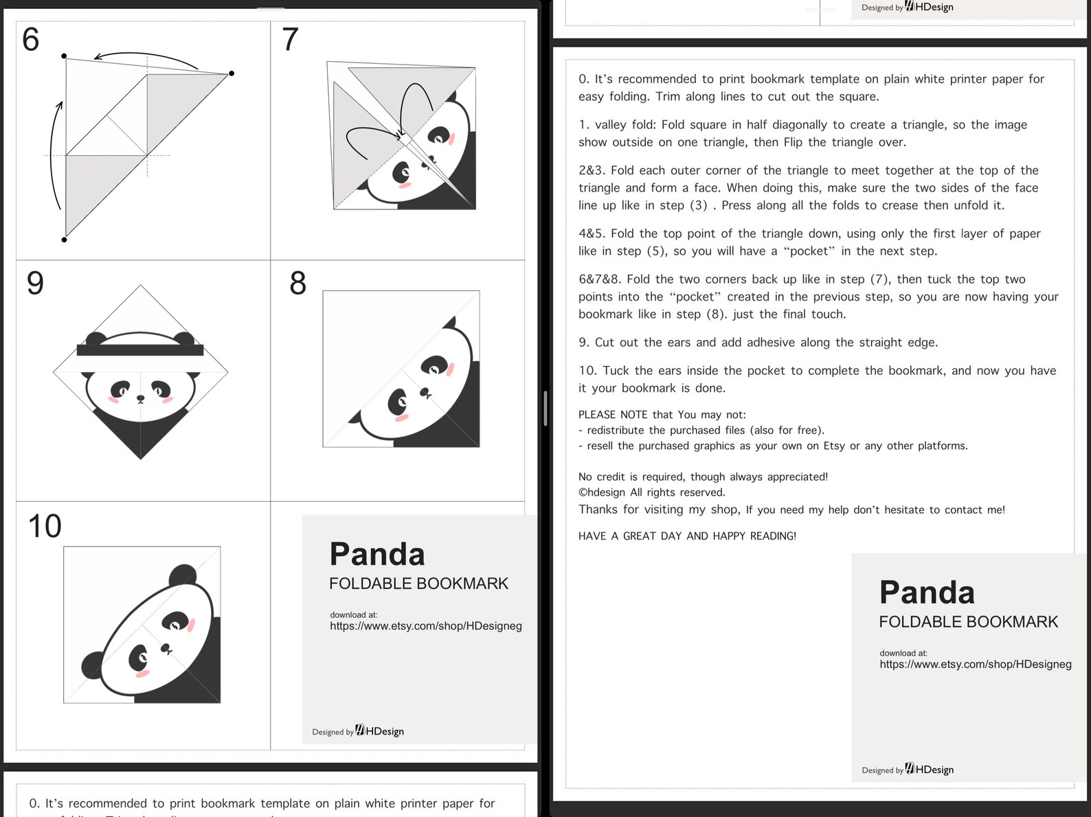 Printable Foldable Origami Corner Bookmark - Cute Animal Small Bundle ...