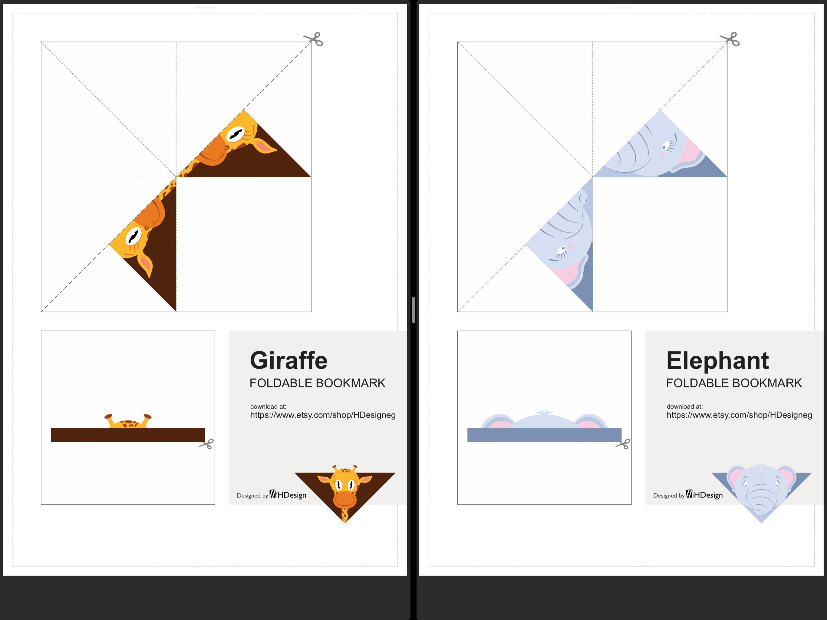 Printable Foldable Origami Corner Bookmark - Cute Animal Small Bundle ...