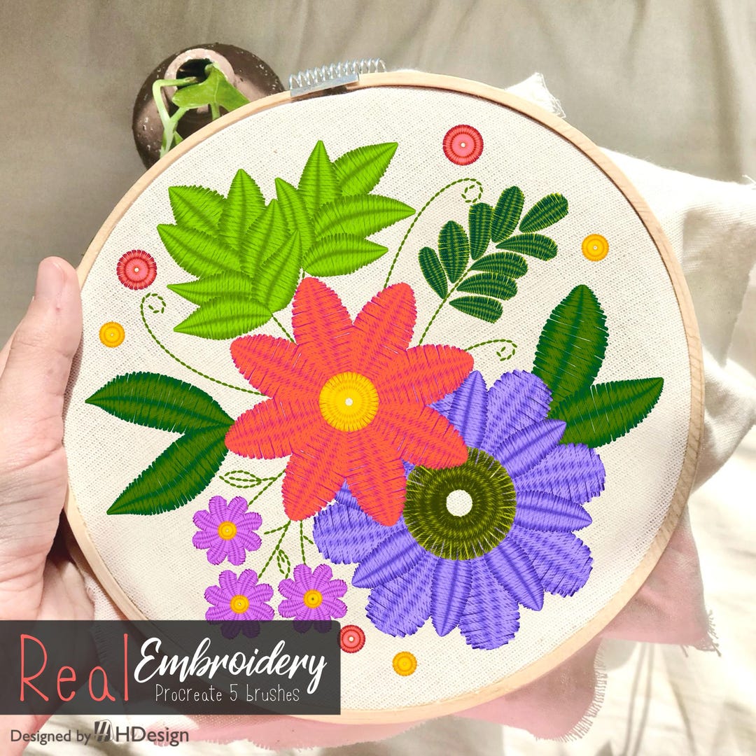 Real Embroidery Brush Set for Procreate – Stitches, Cross Stitch ...