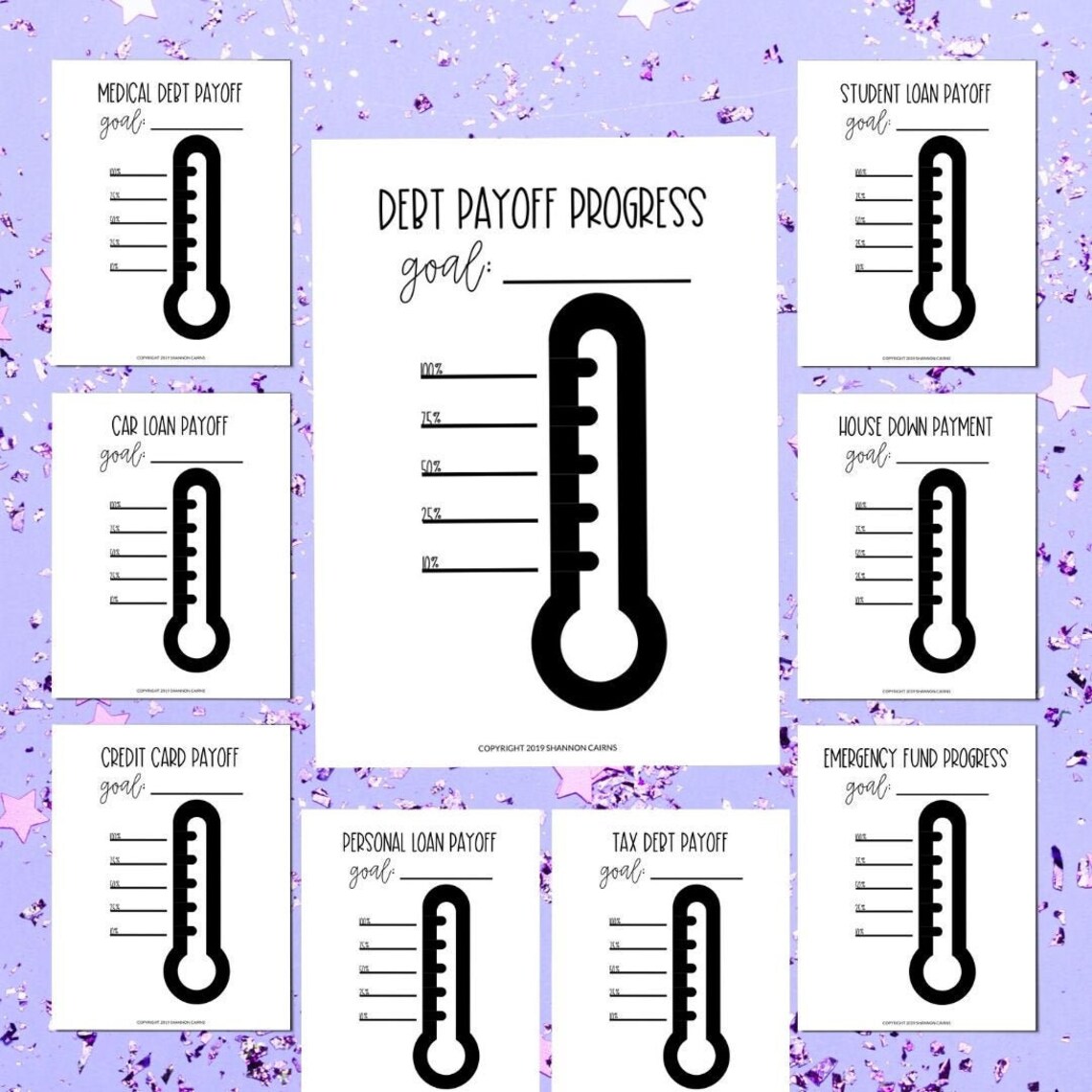 Debt Thermometer, Debt Free Charts, Debt Tracker, Debt Payoff Tracker ...