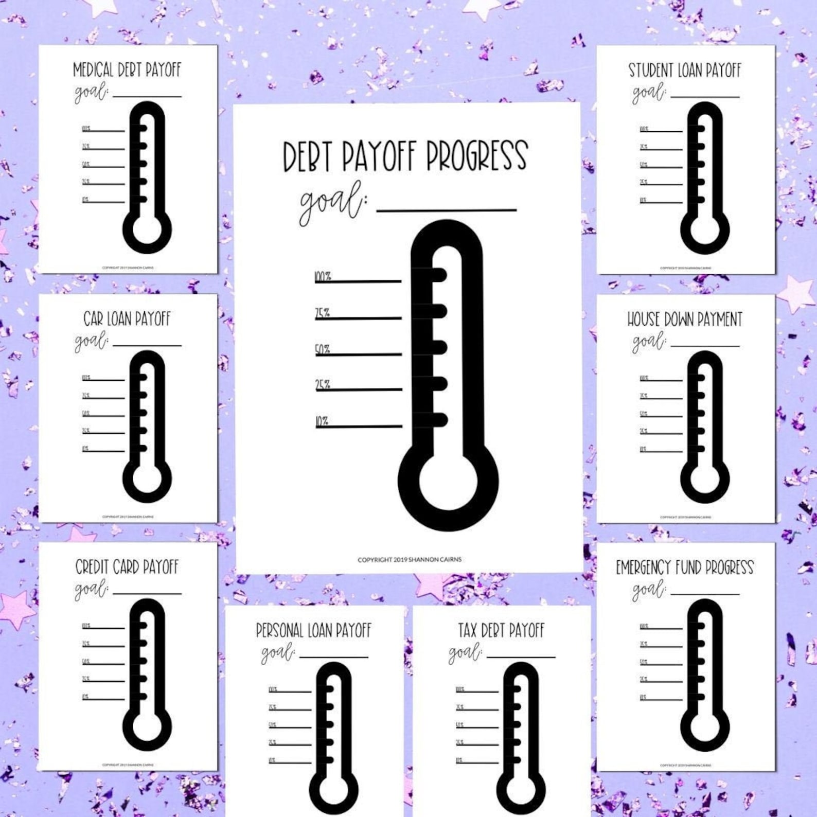 Debt Thermometer, Debt Free Charts, Debt Tracker, Debt Payoff Tracker ...