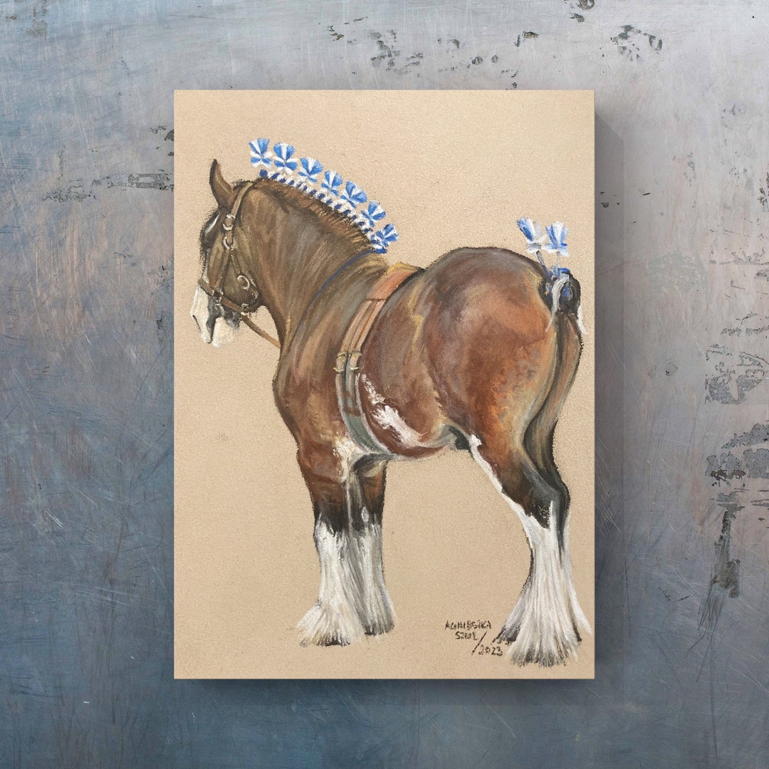 Original Pastel Painting, Shire Horse, Art, Tiny Drawing, Soft Pastel ...