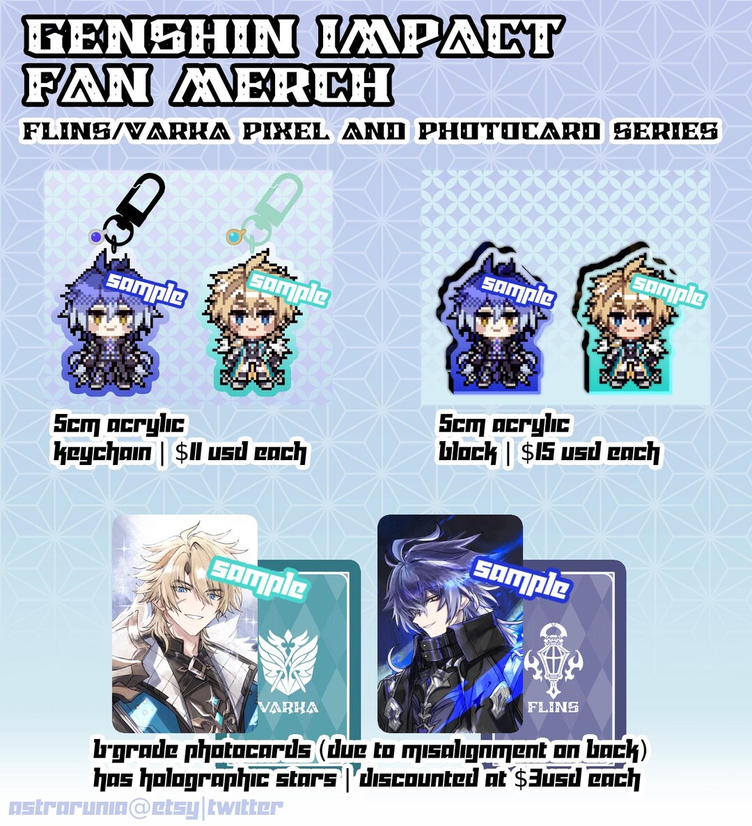 Genshin Impact Fan Merch | Flins & Varka Acrylic Keychain, Block ...