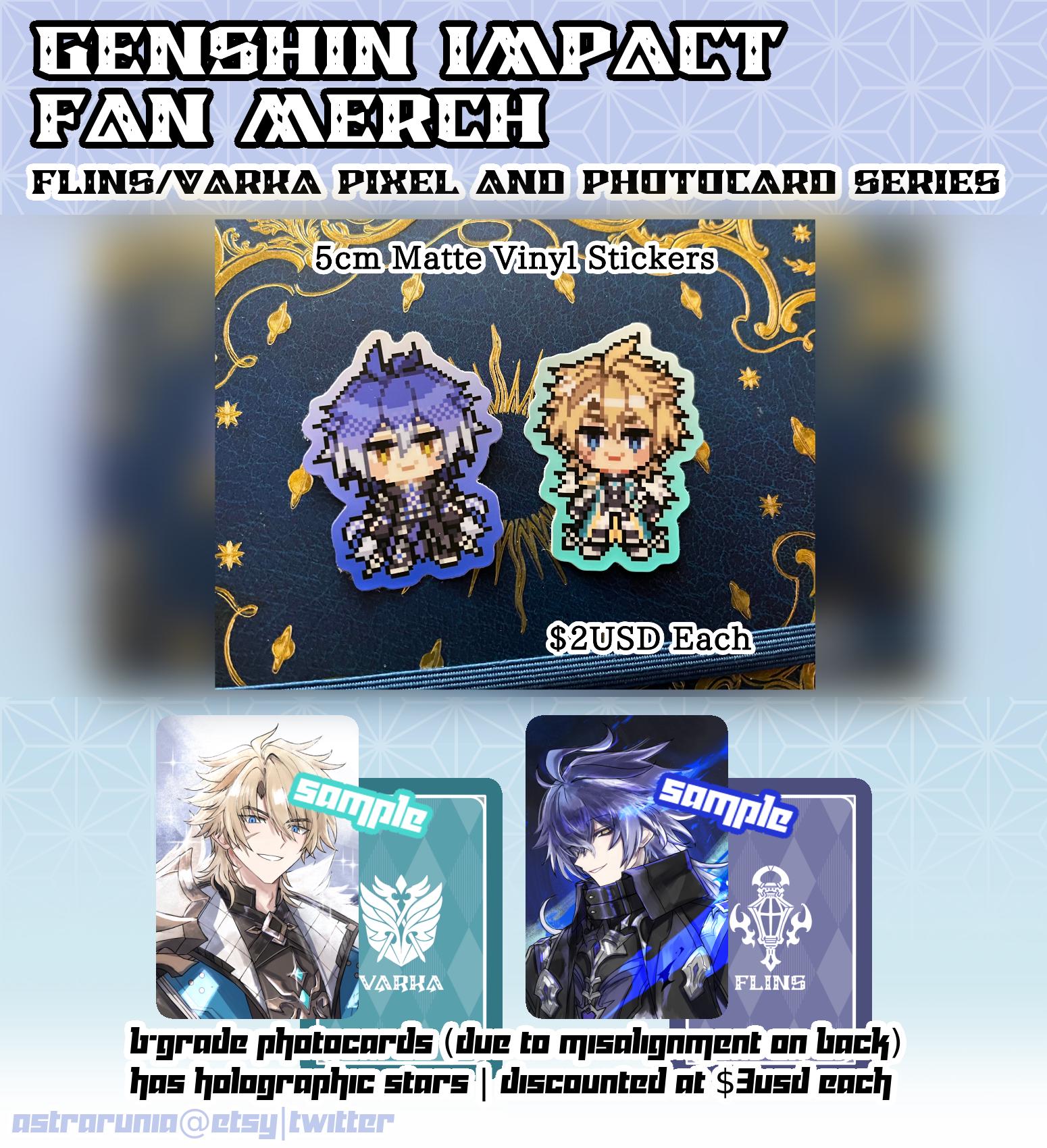 Genshin Impact: Flins + Varka | Vinyl Stickers and Photocards Fan Merch ...