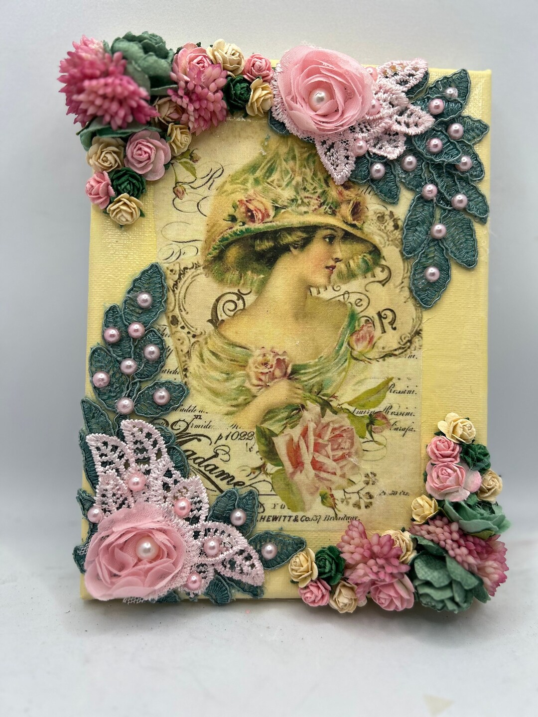 Victorian Hat Lady Print, Lady Print, Yellow Print, Green Print, Pink ...