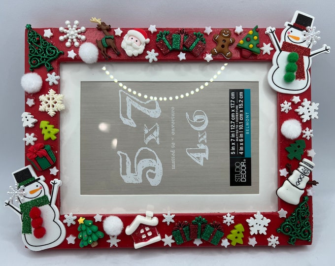 Decorated Christmas Frame, Red Christmas Frame, Red Frame, Snowball ...