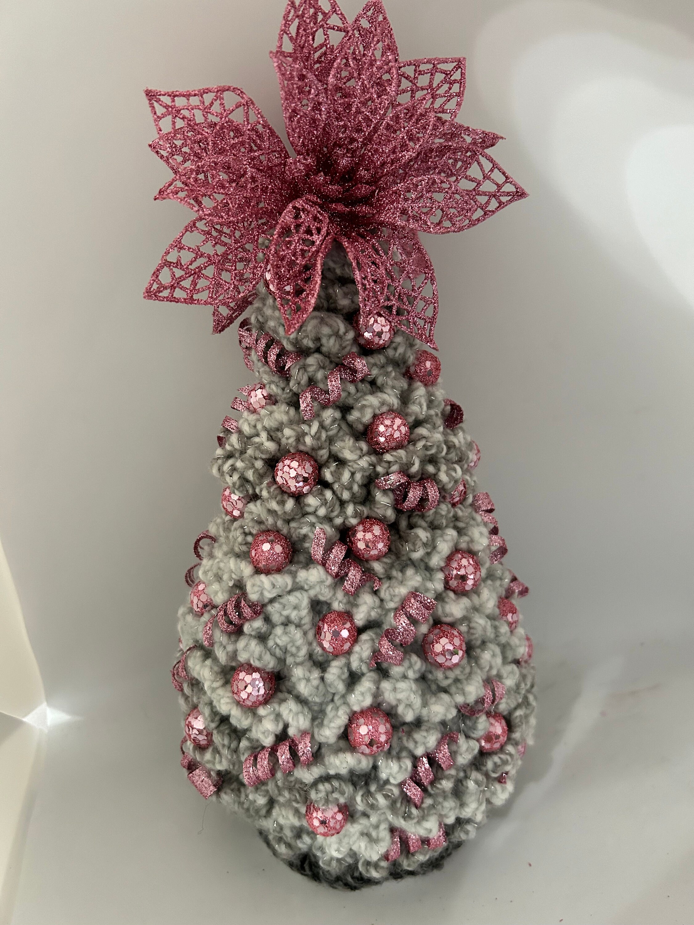 Mauve & Silver Yarn Christmas Tree: Tabletop Decor - Etsy