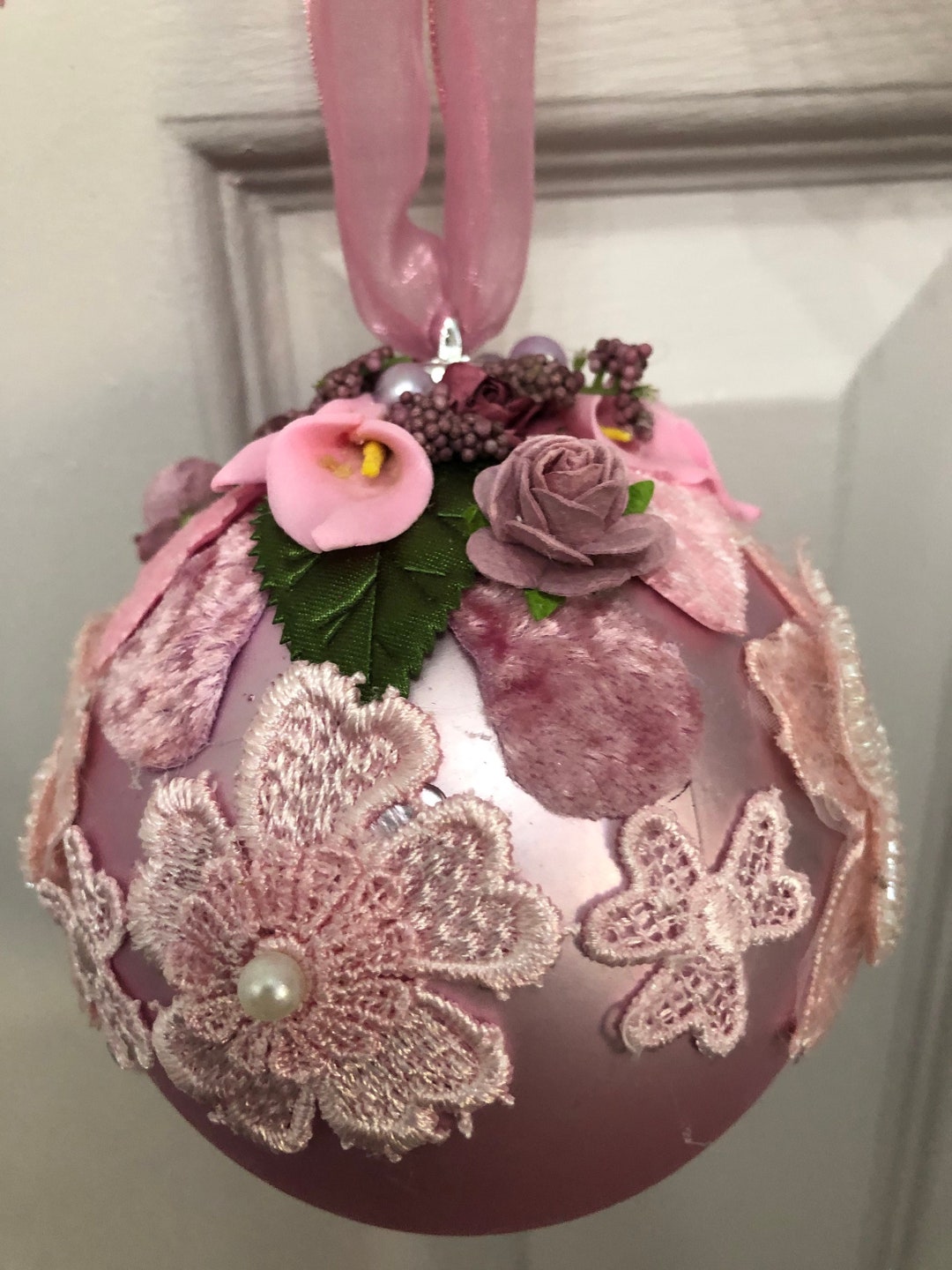 Pink Bulb With Mauve and Pink Accents Glass Victorian - Etsy