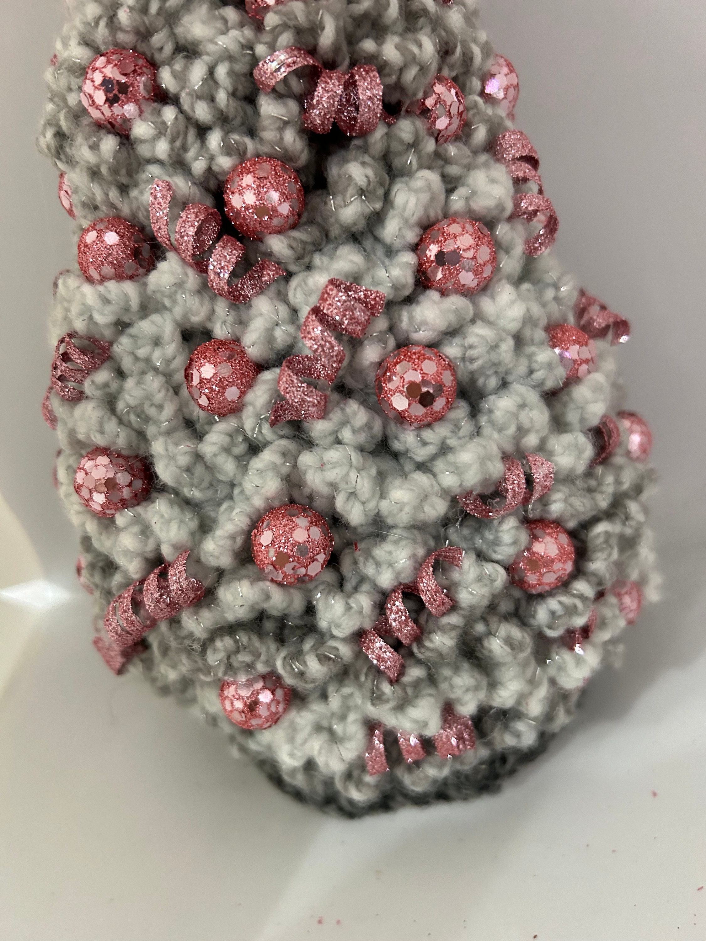 Mauve & Silver Yarn Christmas Tree: Tabletop Decor - Etsy
