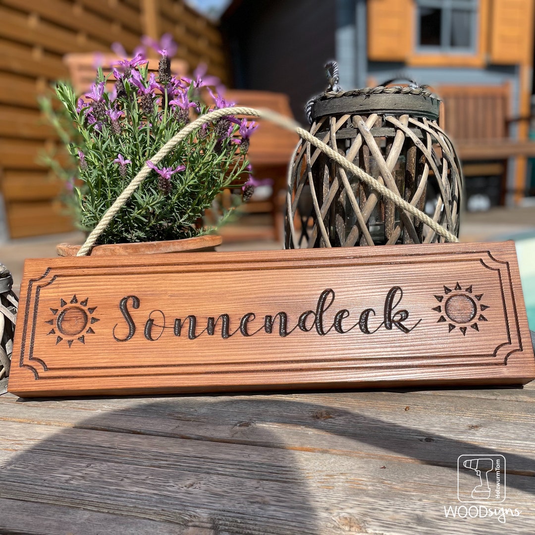 Large Wooden Sign sundeck Pool Sign for Standing or Hanging Garden Sign ...