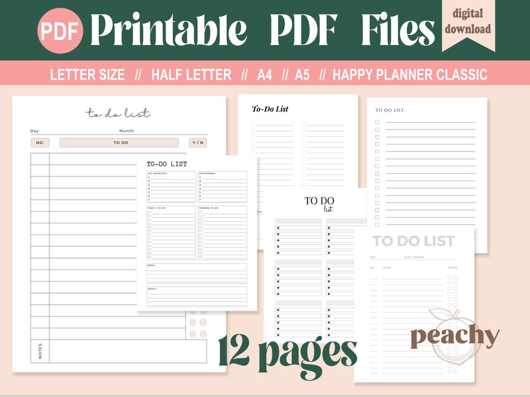 Digital Printable to Do List Page Bundle // Daily to Do List, Grocery ...