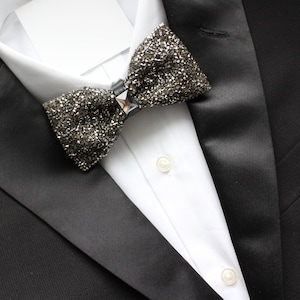 Champagne Sparkly Bow Tie for Men | Beaded Rhinestone Crystal Bowtie ...