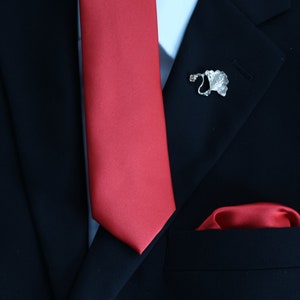 Scarlet Red Satin Men's Skinny Tie | David's Bridal Scarlet | Red Men's ...