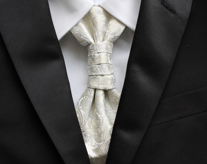 Kyle Ivory Paisley Pre-tied Ruche Cravat Necktie | Ivory Ascot ...
