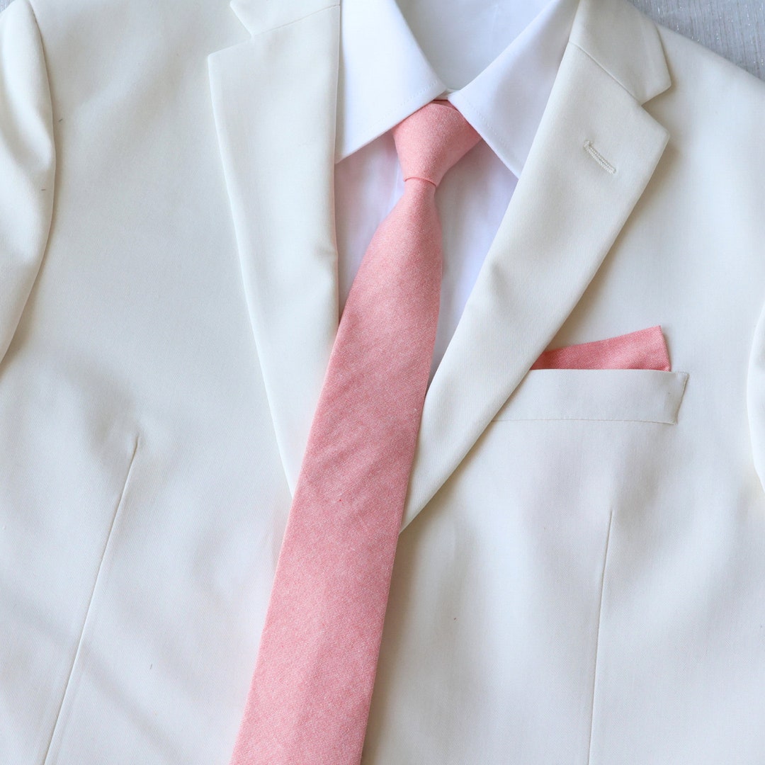 Men's Salmon Tie | Peach Necktie for Men | Pink Necktie | Peach Pocket ...
