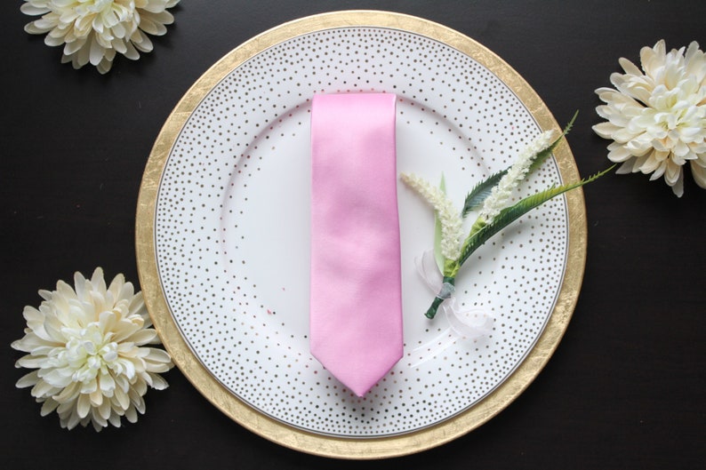 Candy Pink Satin Men's Skinny Tie Azazie Candy Pink - Etsy