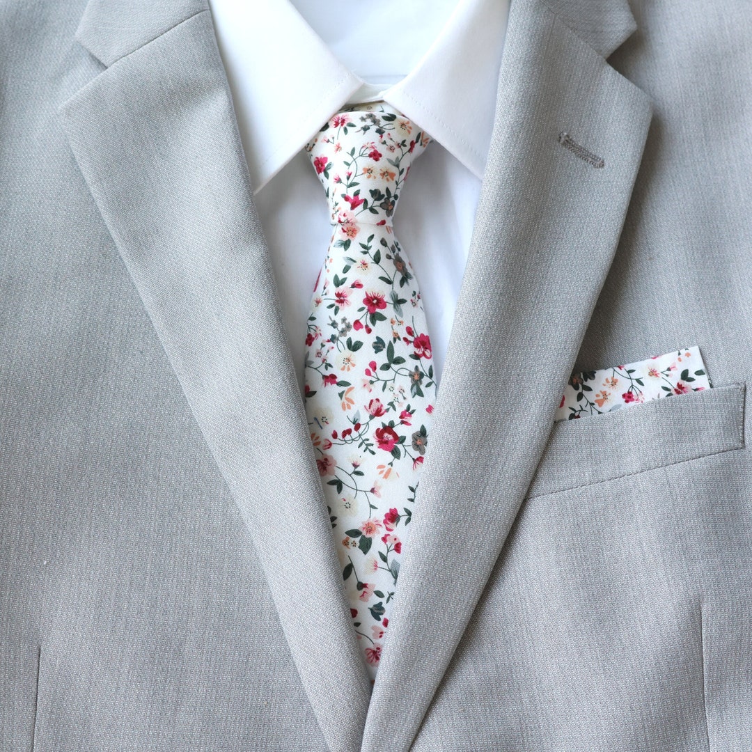 Milan Men's White Floral Skinny Tie | Matching Father & Son Ties | Boys ...
