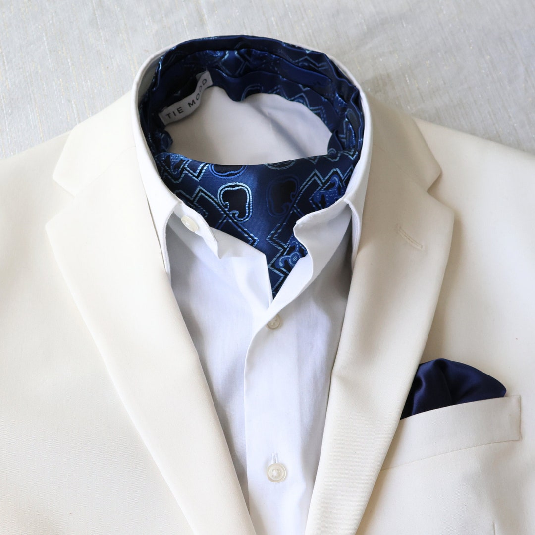 Satin Blue Ascot Cravat Tie Victorian Tie Men's Formal Wear Men's Tie ...
