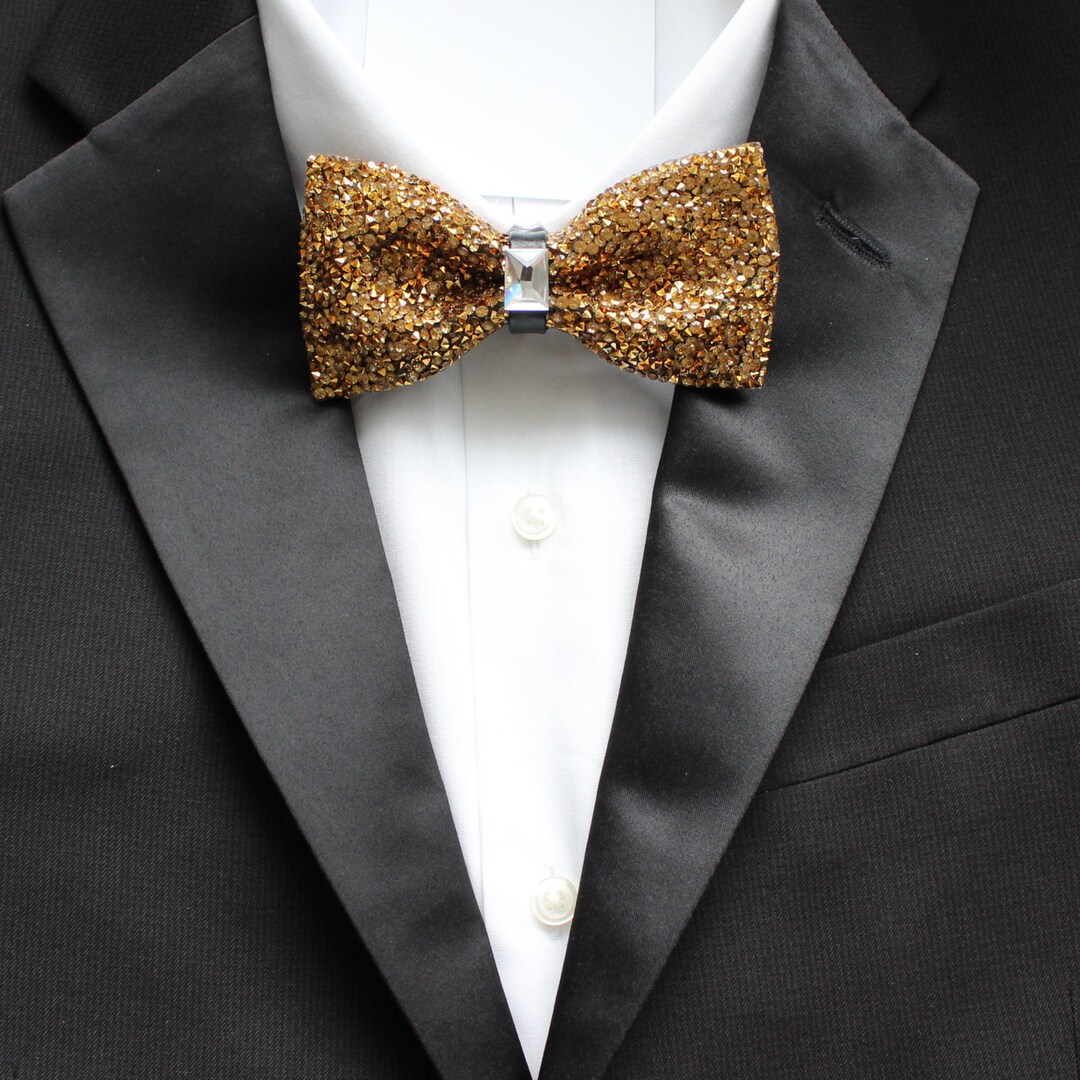 Gold Sparkly Bowtie | Rhinestone Crystal Bow Tie | Gold Bow Tie ...