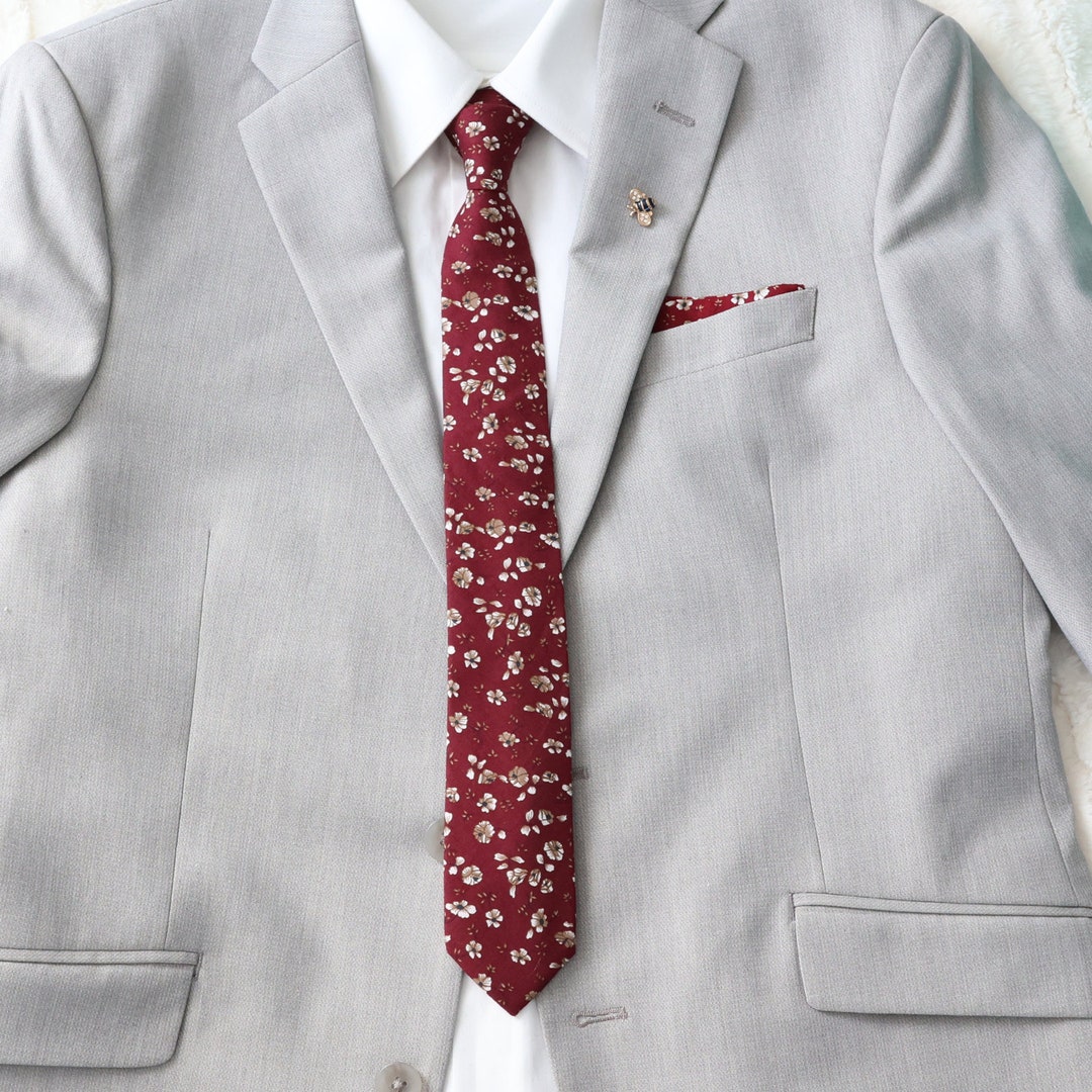 Rowan Sienna Cabernet Floral Men's Skinny Tie | Kids Bow Tie | Burgundy ...