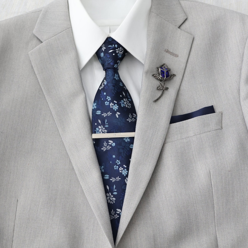 Clara Blue Floral Tie | Blue Necktie for Men | Men's Work Tie ...