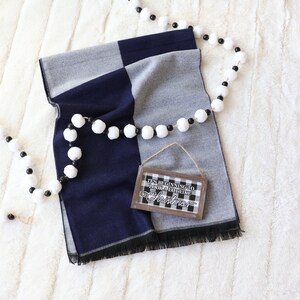 Navy Blue & Gray Colorblock Men's Cold Weather Winter Scarf Scarves for ...