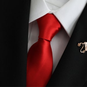 Scarlet Red Satin Men's Skinny Tie | David's Bridal Scarlet | Red Men's ...