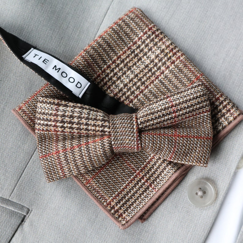 Brent Brown Plaid Wool Men's Bowtie | Fall Fashion | Bow Ties for Men ...