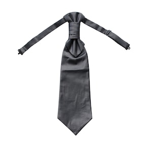 Piper Platinum Gray Solid Pre-tied Ruche Cravat Necktie & Pocket Square ...