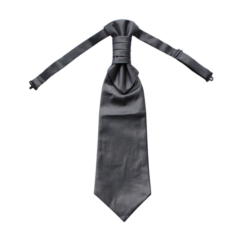 Piper Platinum Gray Solid Pre-tied Ruche Cravat Necktie & Pocket Square ...