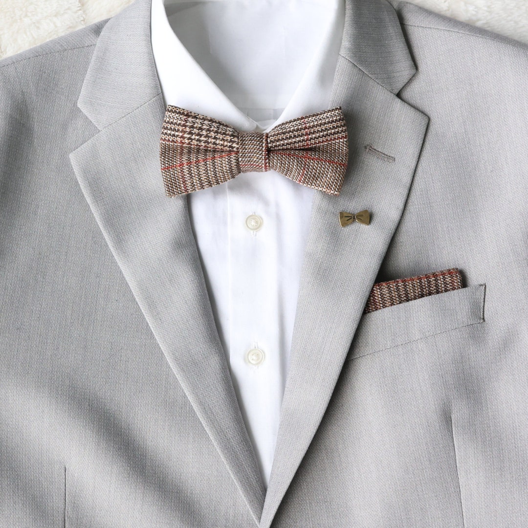 Brent Brown Plaid Wool Men's Bowtie | Fall Fashion | Bow Ties for Men ...