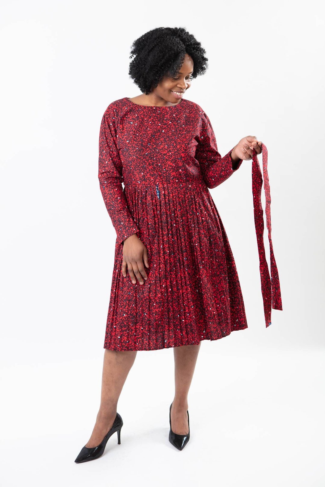 Belted African Print Ladies Dress - Etsy