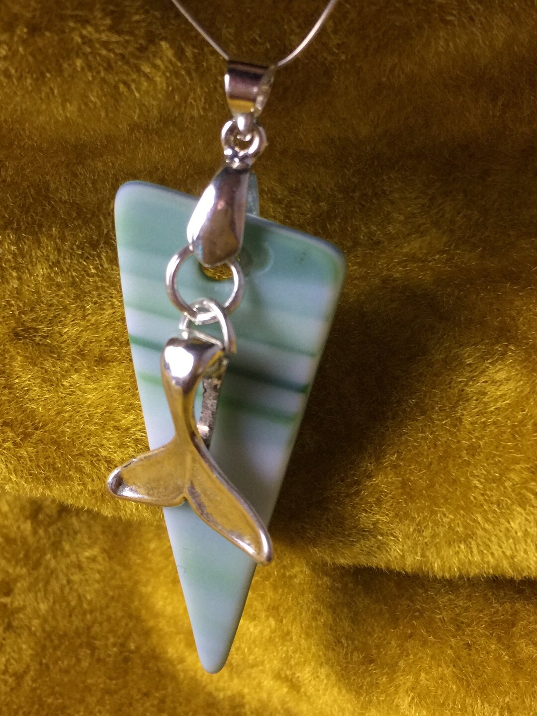 Tumbled Glass and Whale Tale Charm Pendant - Etsy