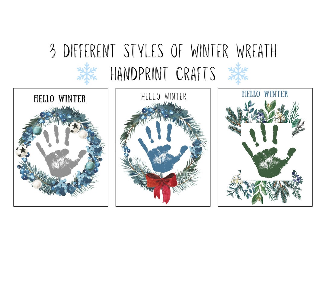 3 Winter Wreath Handprint Template / Seasonal Craft / Christmas Art ...