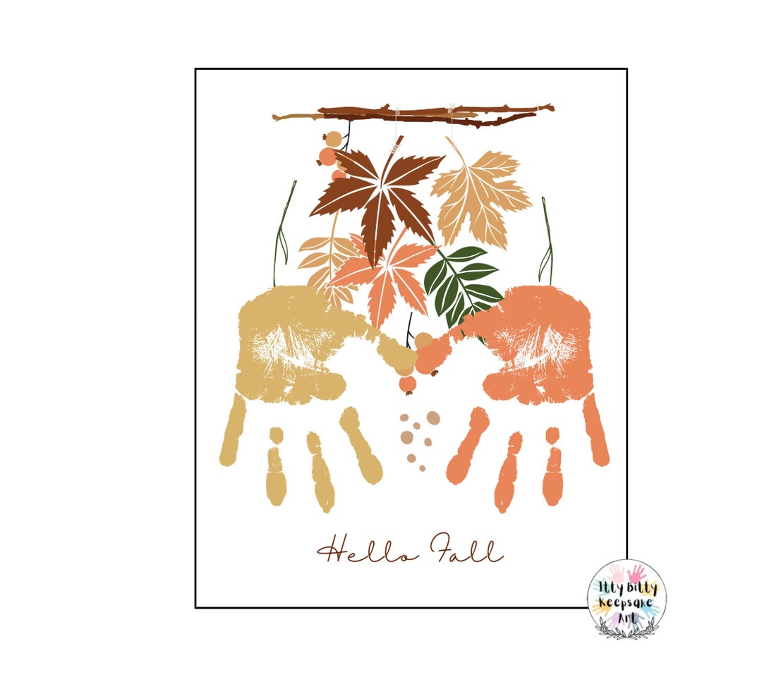 Hello Fall Leaves Handprint Template / Autumn Fall Leaves / DIY Fall ...