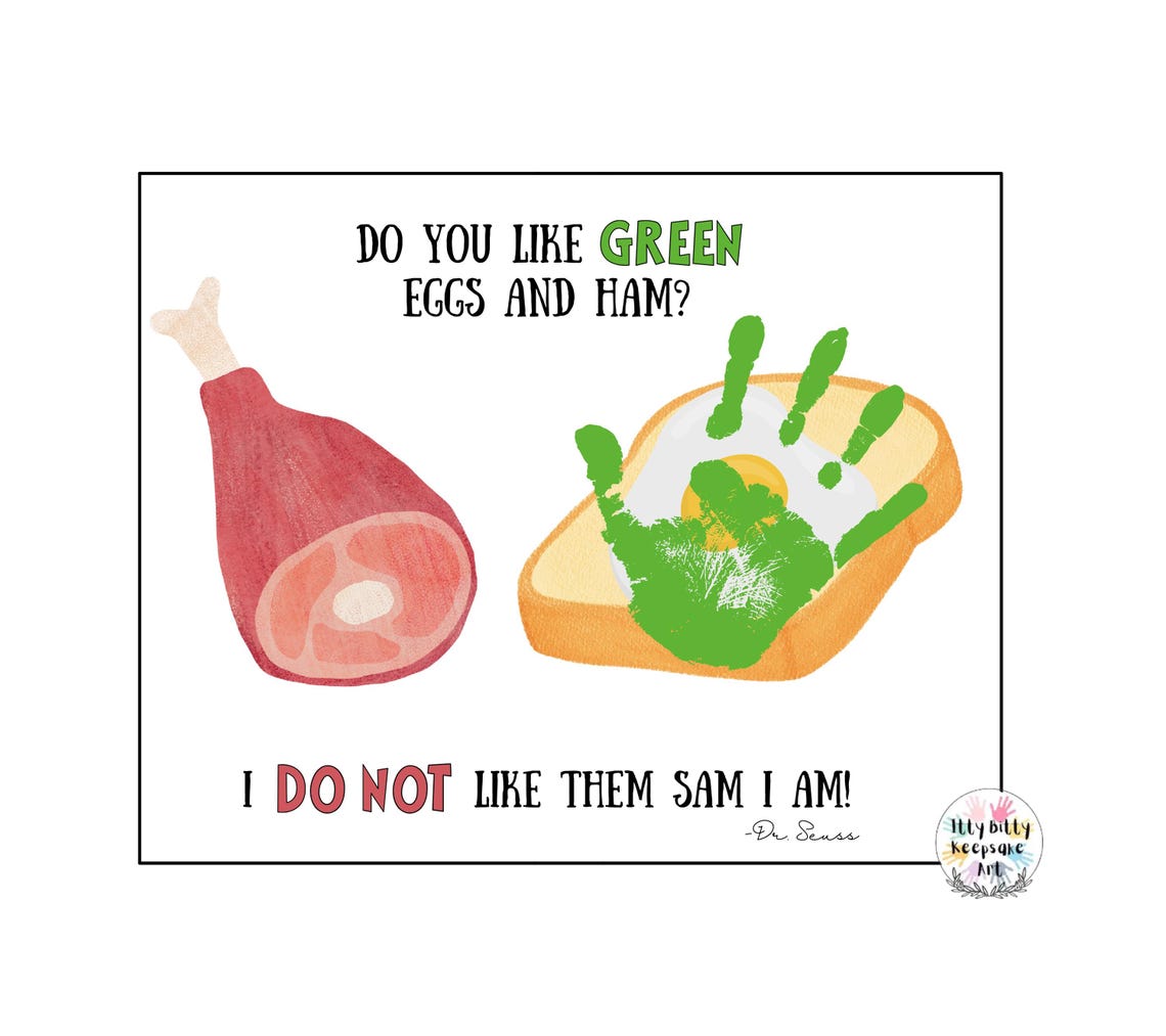 Green Eggs and Ham Handprint Art: Dr. Seuss Craft (digital Download) - Etsy