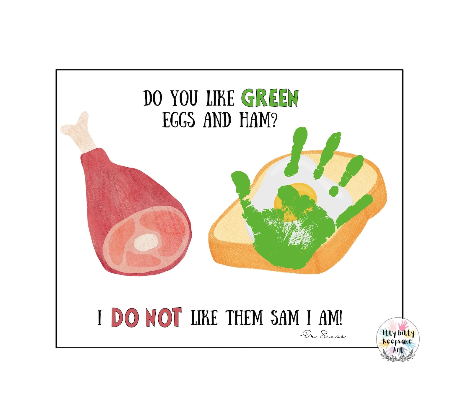 Green Eggs and Ham Handprint Art Craft / Read Across America / Dr ...