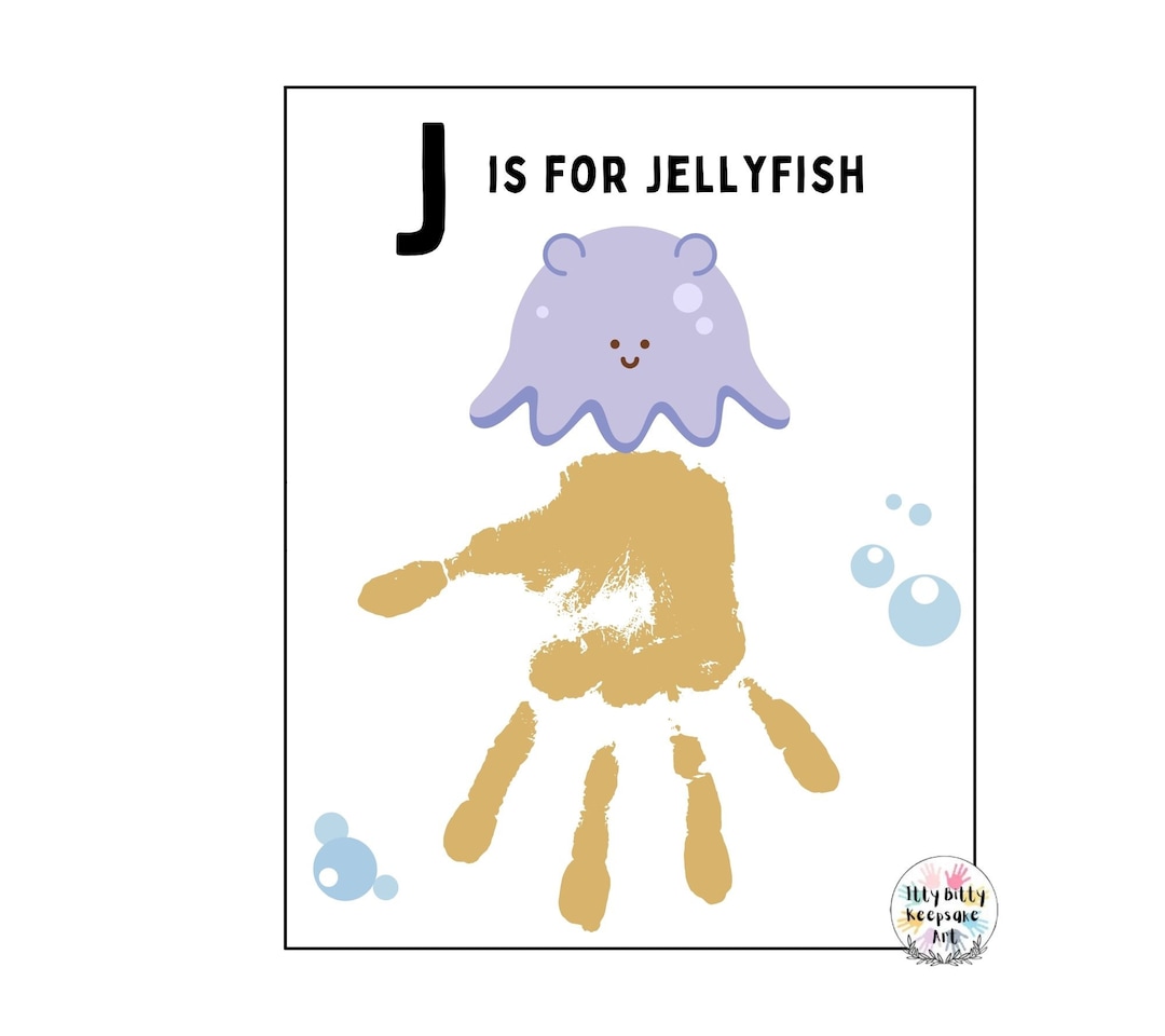 J is for Jellyfish Handprint Template / Letter J / DIY Alphabet Craft ...