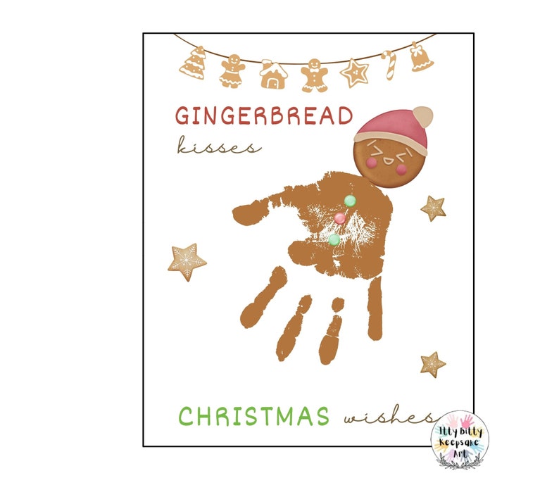 Gingerbread Handprint Art: Christmas Keepsake Template (PDF) - Etsy