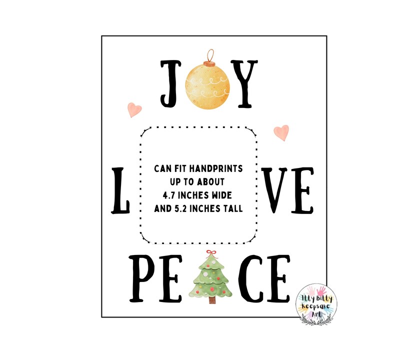 Joy Love Peace Handprint Art: Christmas Keepsake Template (digital ...