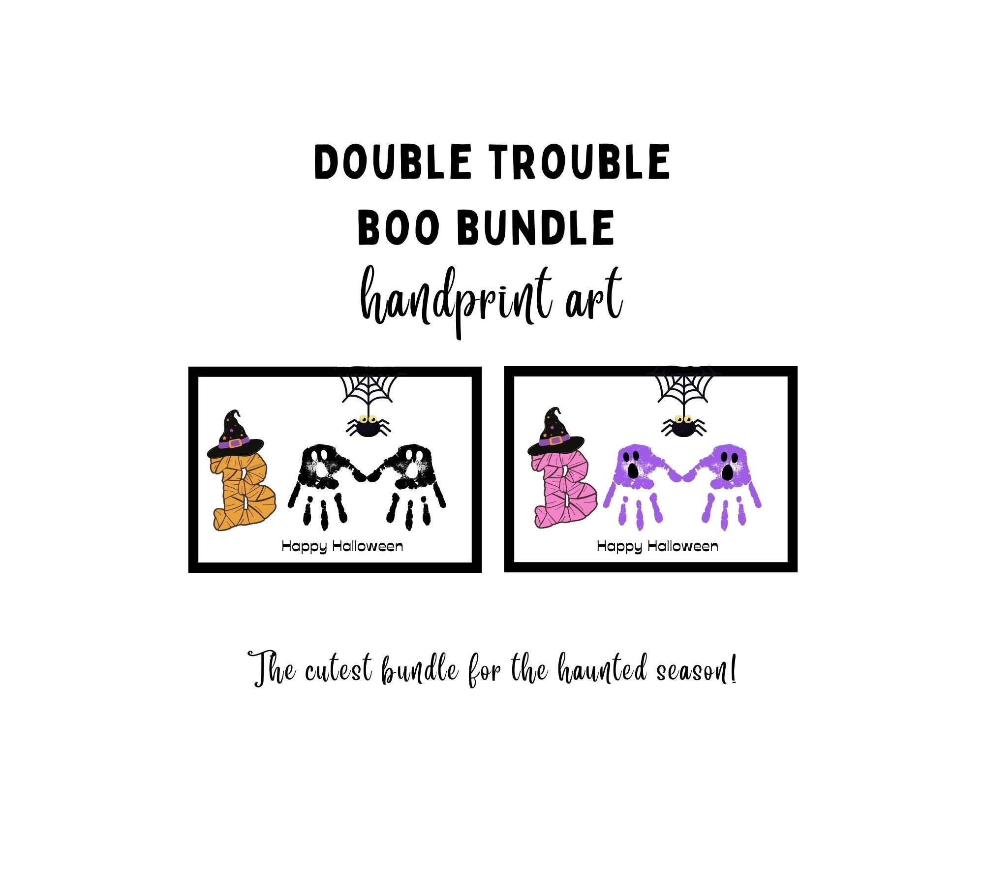 BOO Bundle Handprint Template / DIY Printable Double Trouble Boo ...