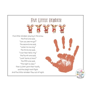 Reindeer Handprint Art Template: Christmas DIY Craft / 5 Little ...