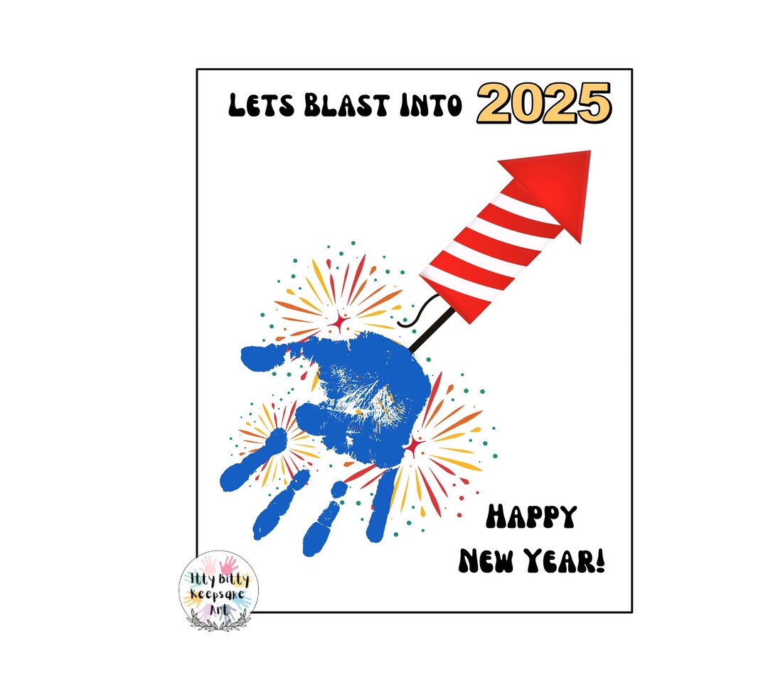 New Year's Eve Handprint Art: DIY Winter Craft (PDF) - Etsy
